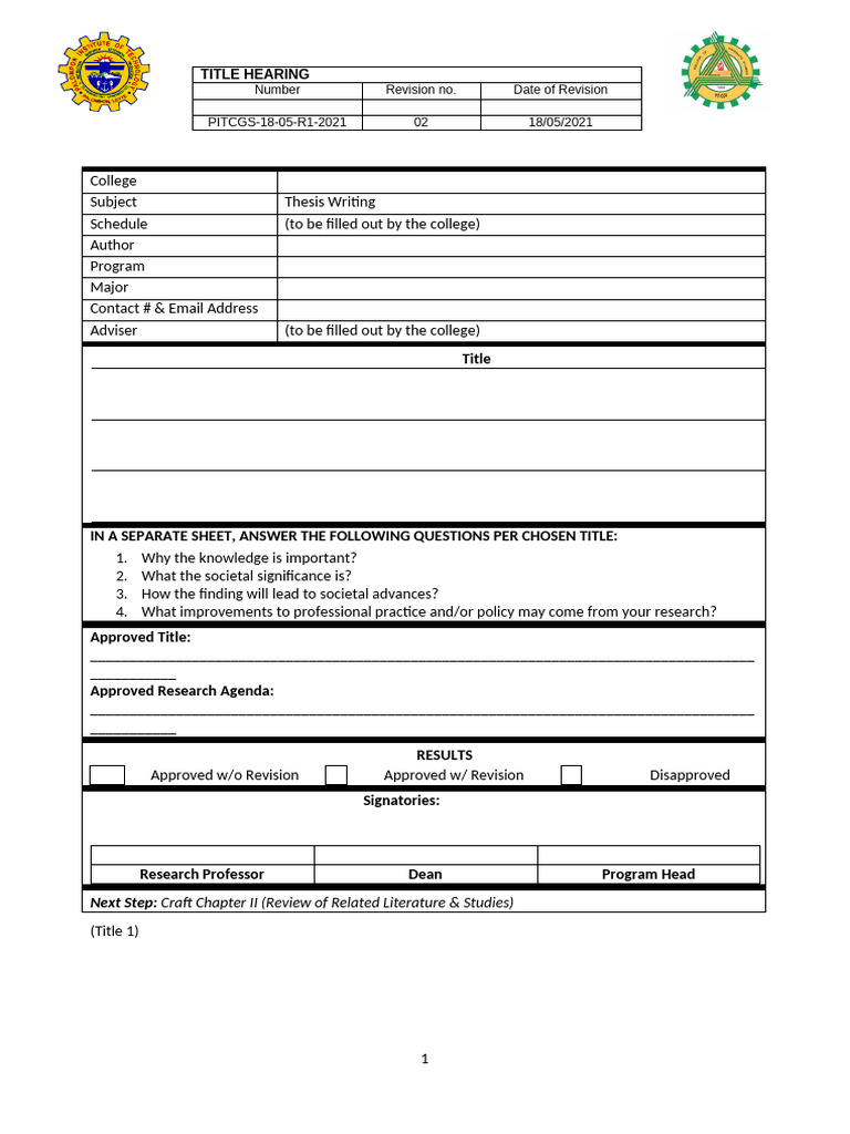 Title Hearing Form | PDF