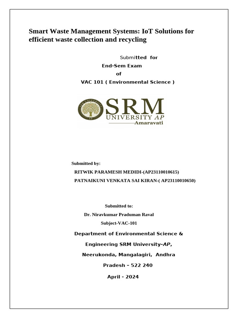 AP23110010615, AP23110010650 Smart Waste Management Systems IoT ...
