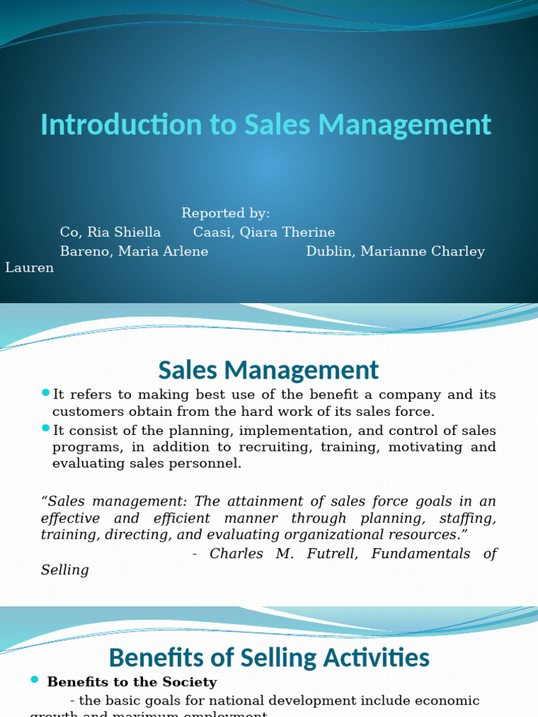 Introduction To Sales Management | PDF