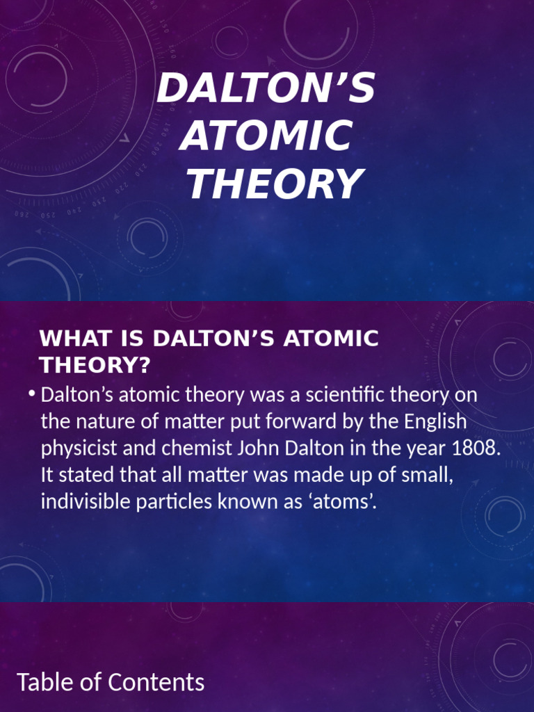 Dalton'S Atomic Theory | PDF