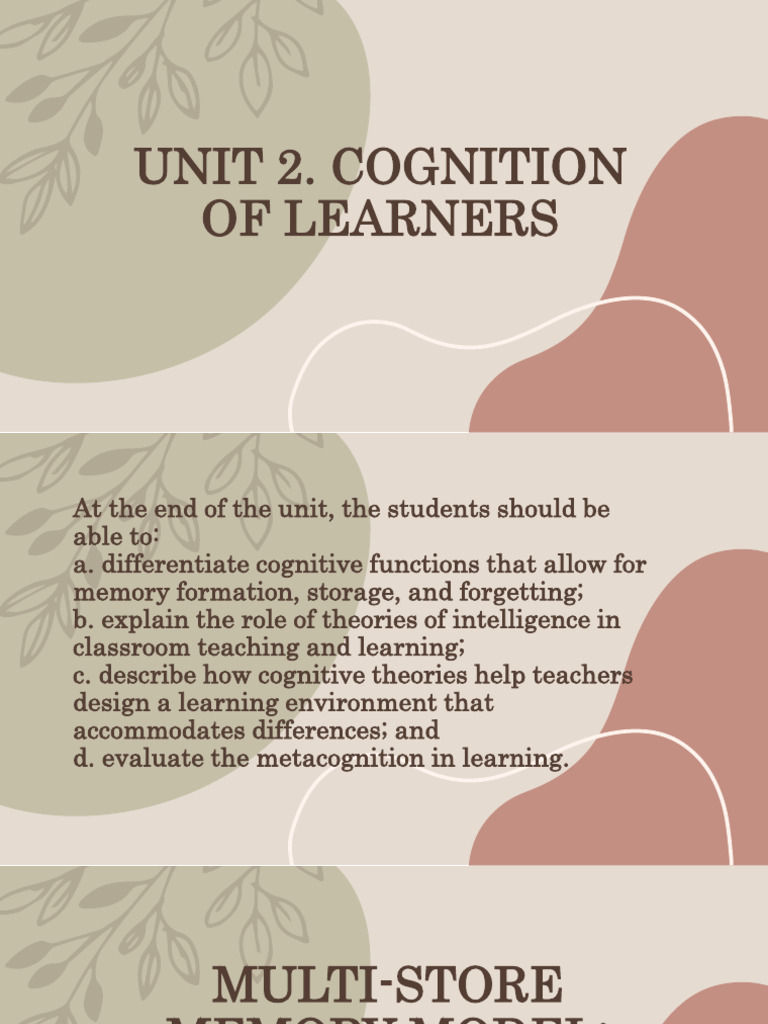 Unit 2 Cognition of Learners | PDF