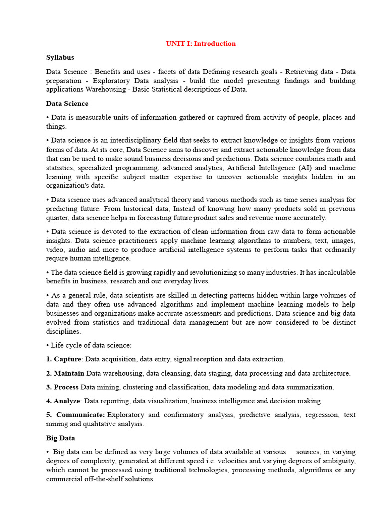 Cs3351 Foundationsofdatasciencenotes 240830150925 c94f3f04 | PDF