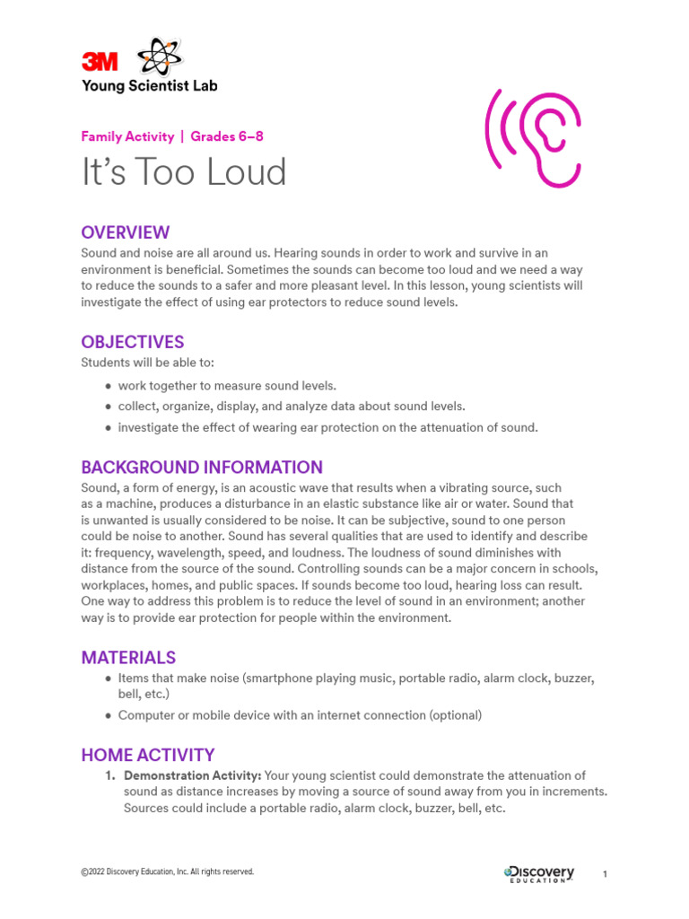 3M YSC FamilyActivity ItsTooLoud | PDF