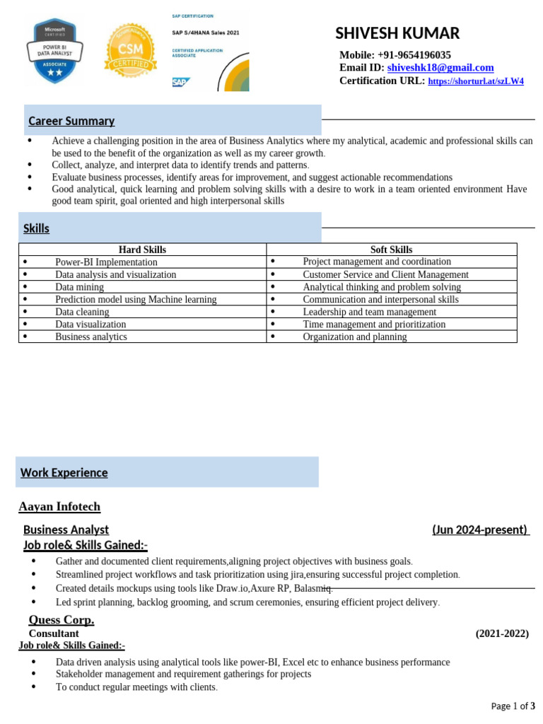 Shivesh BA CV | PDF
