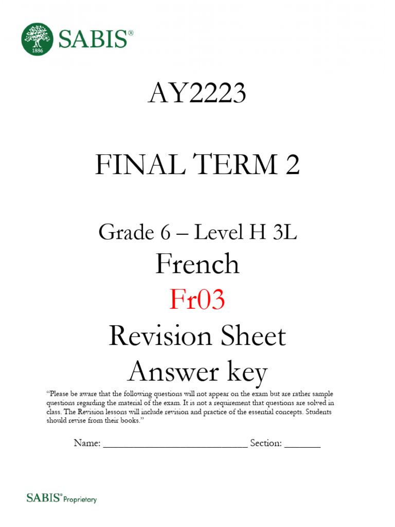 28 2223 - Revision Sheet H 3L New JAF AK Term 2 3 | PDF