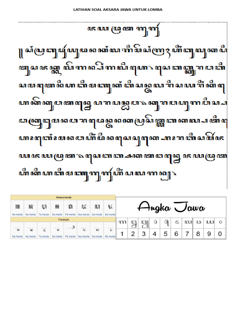 Latihan Soal Aksara Jawa Untuk Lomba | PDF