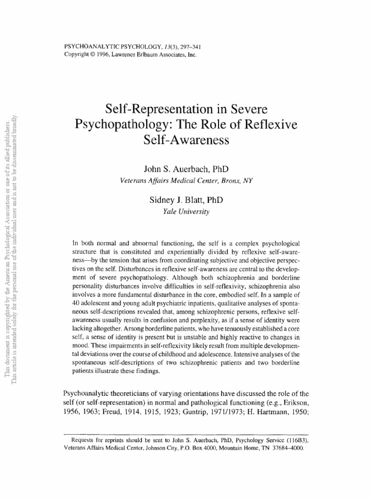 John S.auerbach and Sidney J.blatt - The Role of Reflexive Self Awareness | PDF