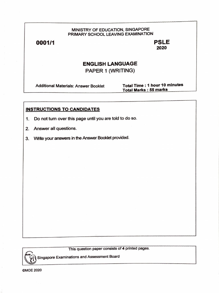 PSLE 2020 English | PDF