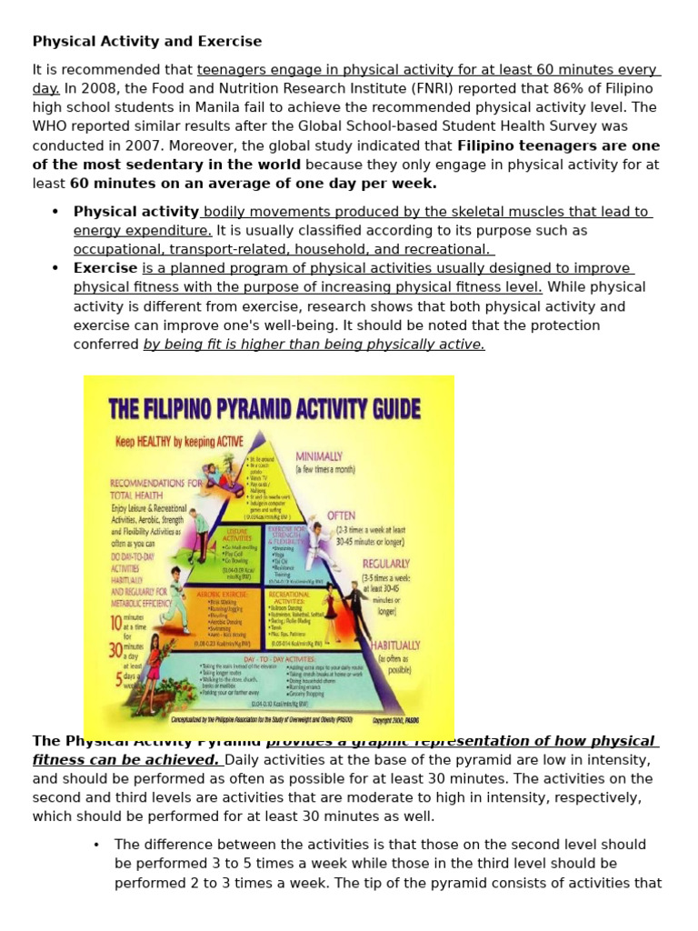 Physical Activity and Exercise Q1 Week3 | PDF