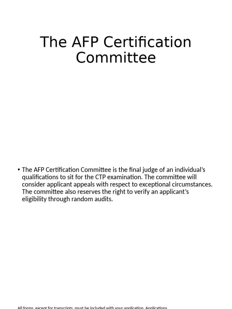 The AFP Certification Committee | PDF
