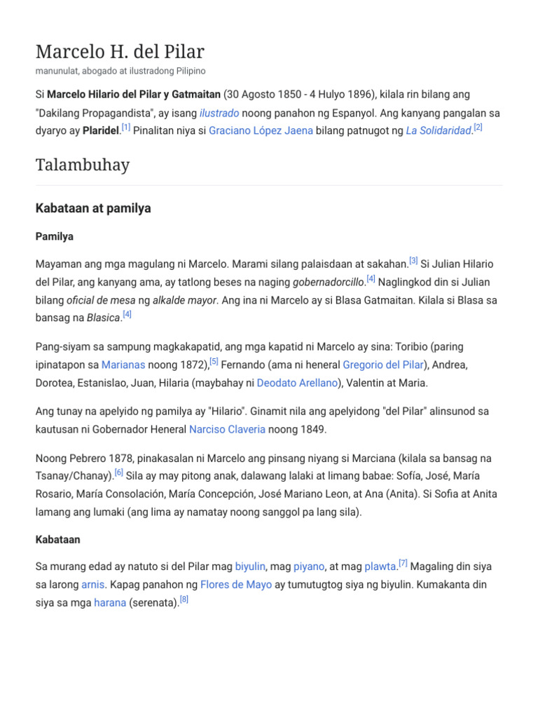 Marcelo H. Del Pilar - Wikipedia, Ang Malayang Ensiklopedya | PDF