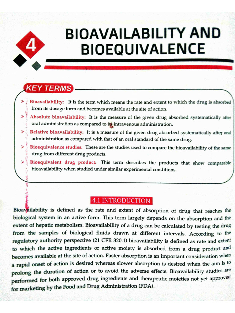 Bioavailability & Bioequivalence | PDF