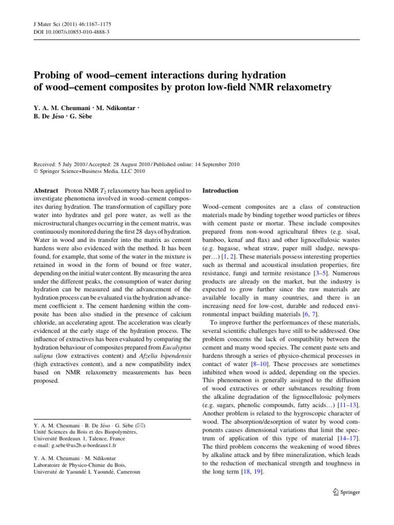 Probing of Wood-Cement Interration During Hydration | PDF