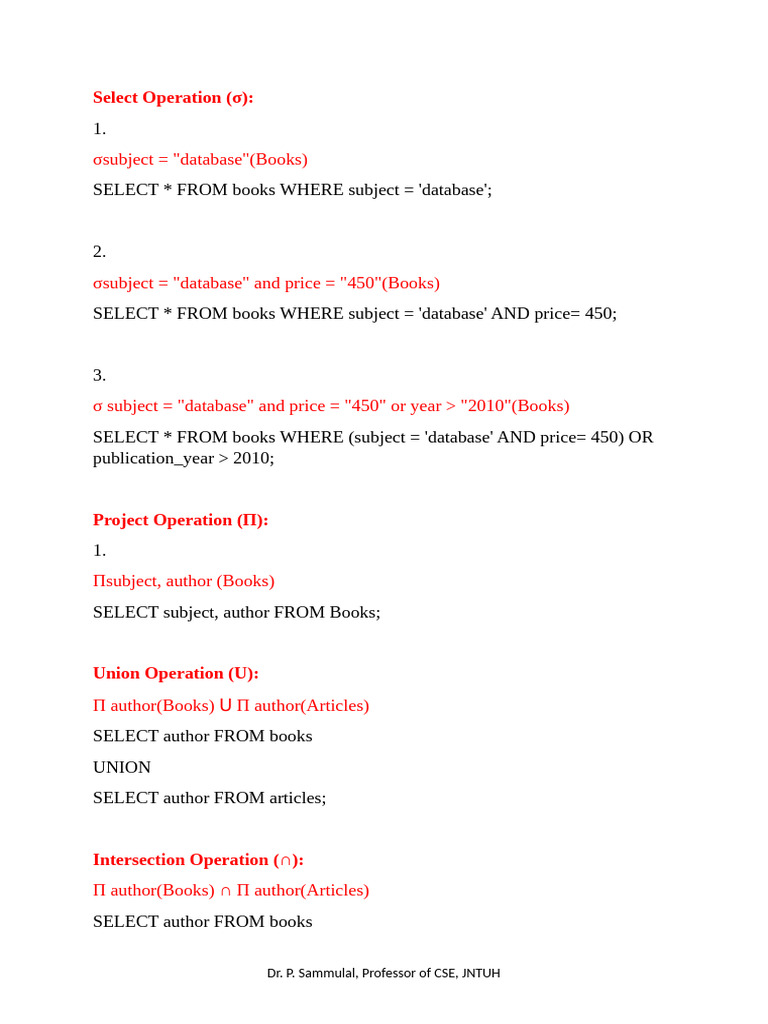 Relational Algebra - Queries | PDF | Databases | Teaching Methods & Materials