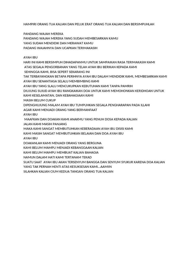 Naskah Sungkem Pada Orang Tua | PDF