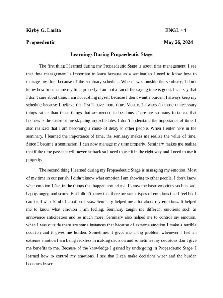 Learning During Propaedeutic Stage | PDF