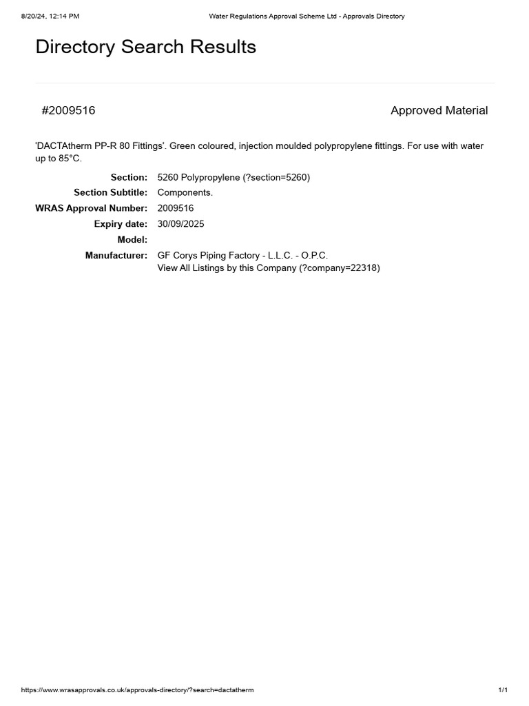 PPR Hepworth Dacta Therm Fittings | PDF
