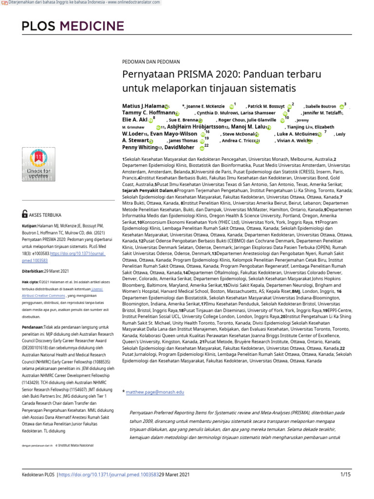 The PRISMA 2020 statement PLOS Med.en.id | PDF