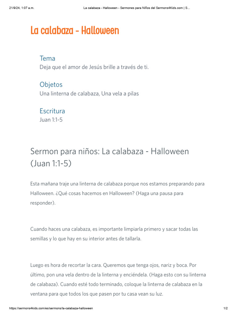 La calabaza - Halloween - Sermones para Niños del Sermons4Kids.com _ S ...