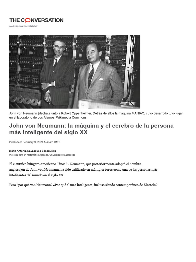 John von Neumann, la máquina y el cerebro de la persona más inteligente ...