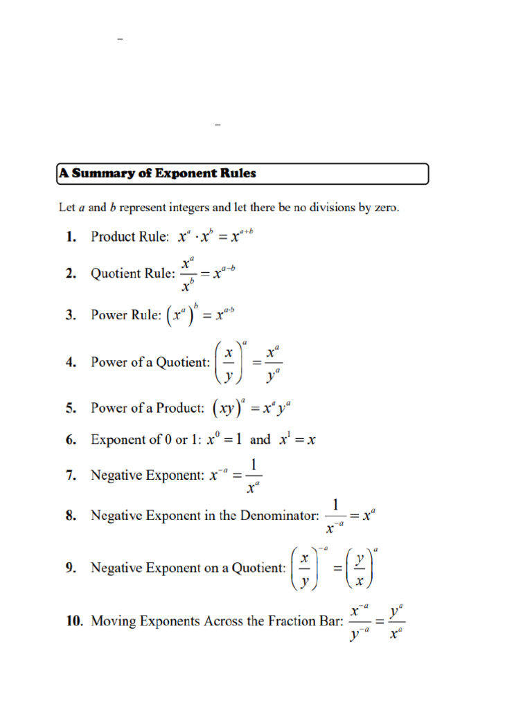 Math 8 CW # 4 1.4 Zero and Negative Exponents | PDF