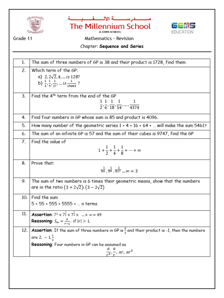 Revision - Sequence & Series LE | PDF