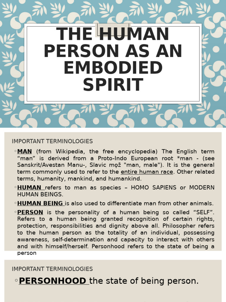 The Human Person As An Embodied Spirit | PDF