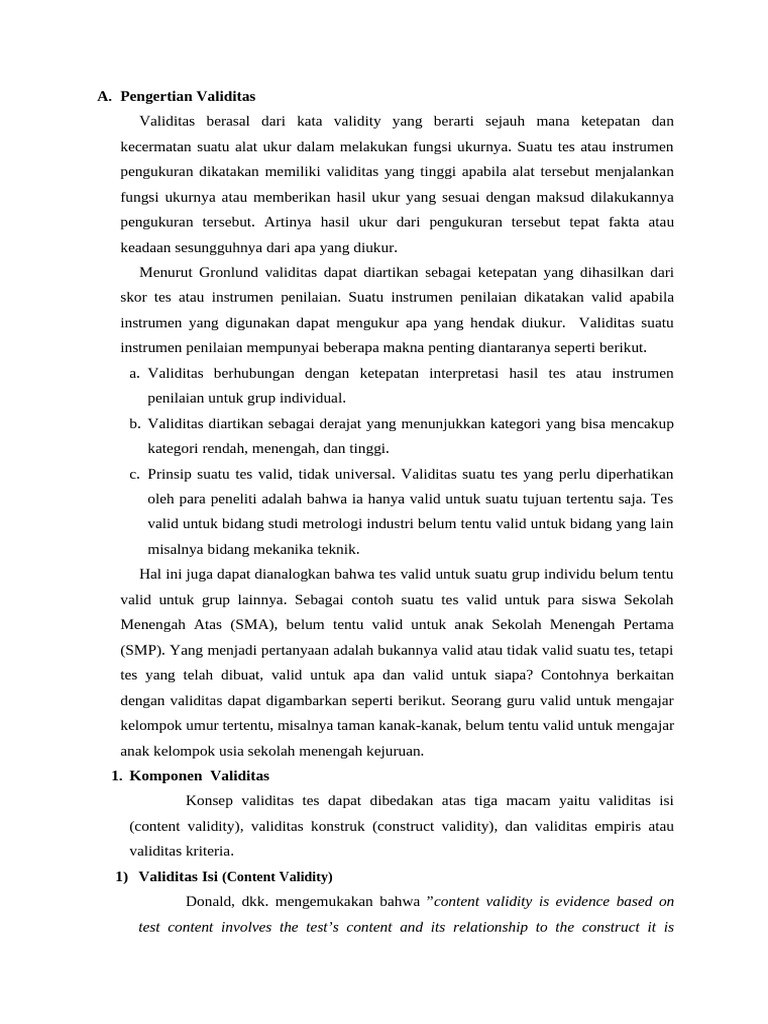 Pengertian Validitas | PDF