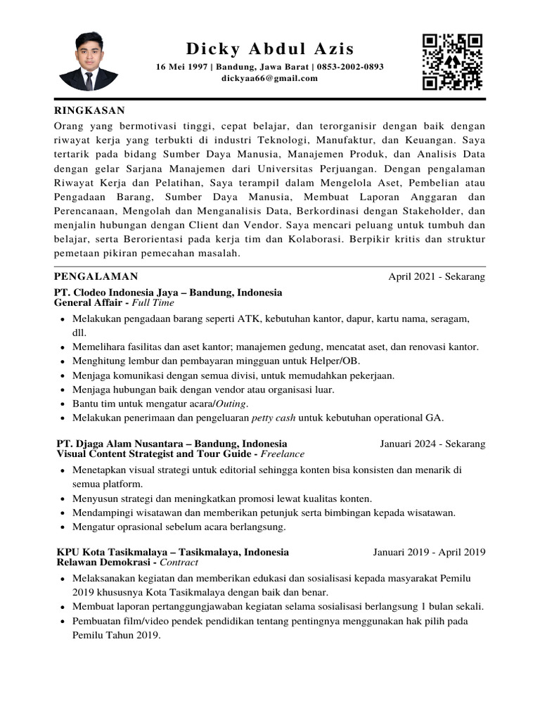 CV Dicky Abdul Azis | PDF