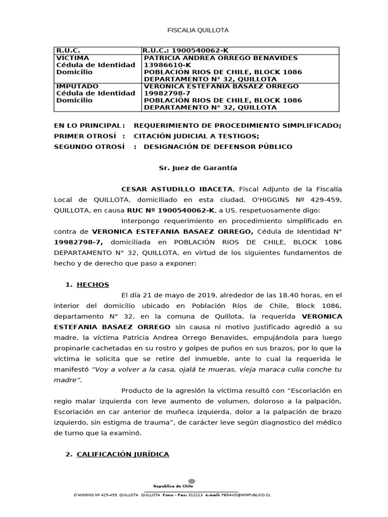 Fiscalia Quillota: "Voy A Volver A La Casa, Ojalá Te Mueras, Vieja ...