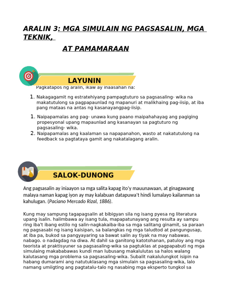 Modyul 3 - Intro. Sa Pagsasalin | PDF