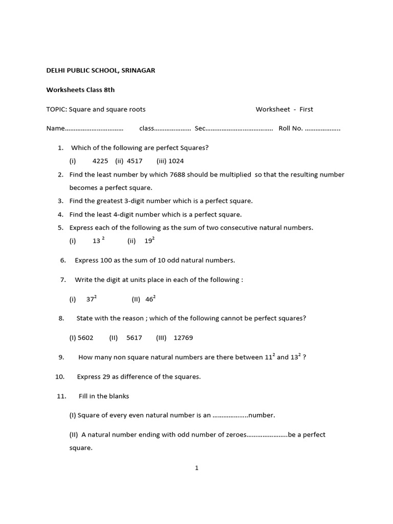 Class 08 - All-Combined-8th-Worksheets-1 | PDF | Numbers | Rational Number