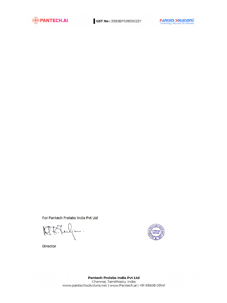 Pantech Solution Internship Offer Letter | PDF