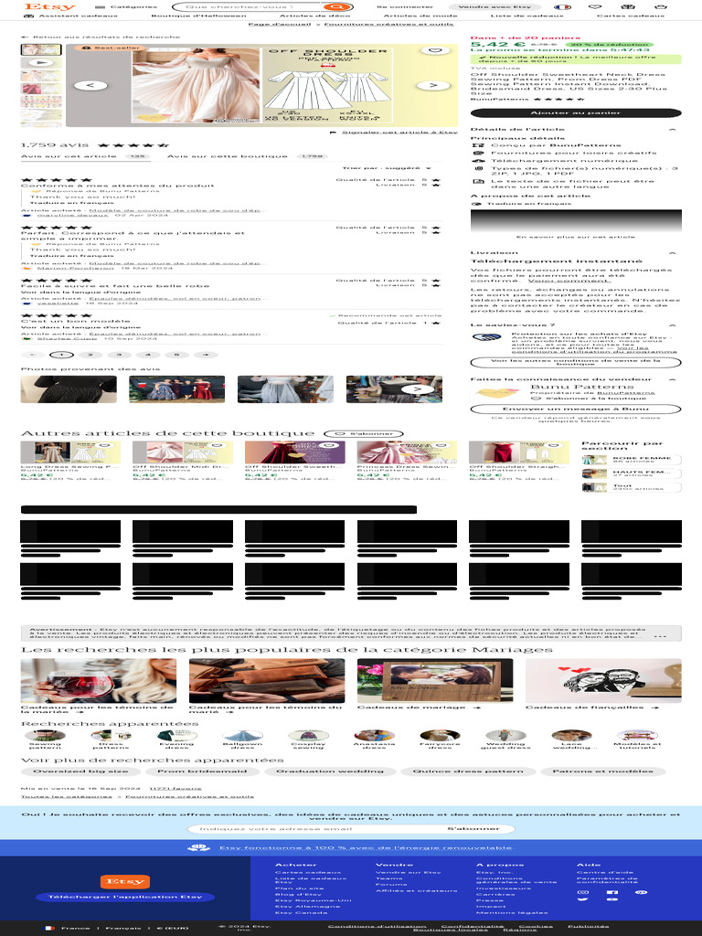 Off Shoulder Sweetheart Neck Dress Sewing Pattern, Prom Dress PDF ...