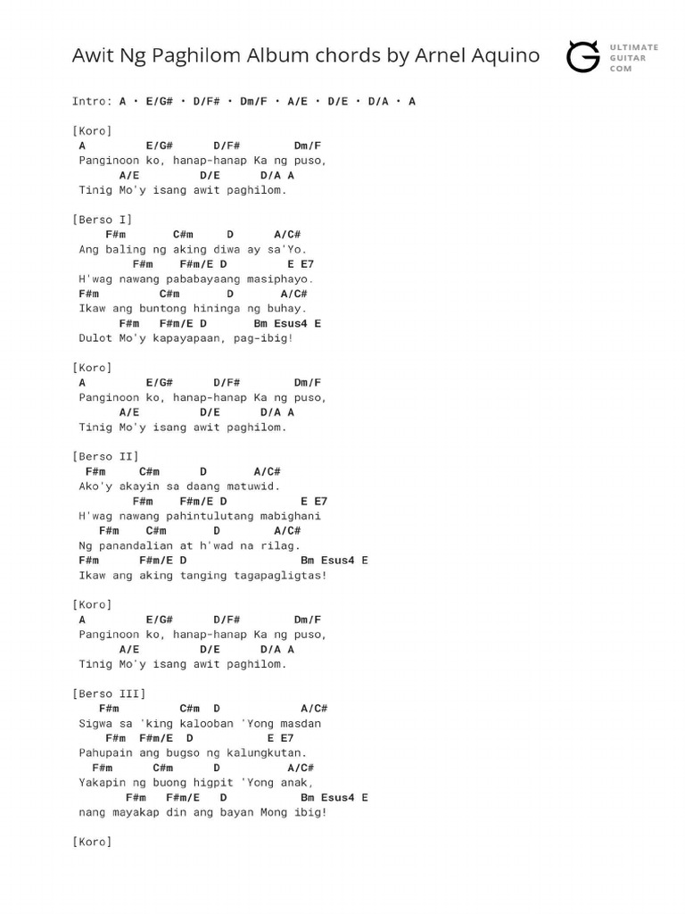 Awit NG Paghilom Album Chords | PDF