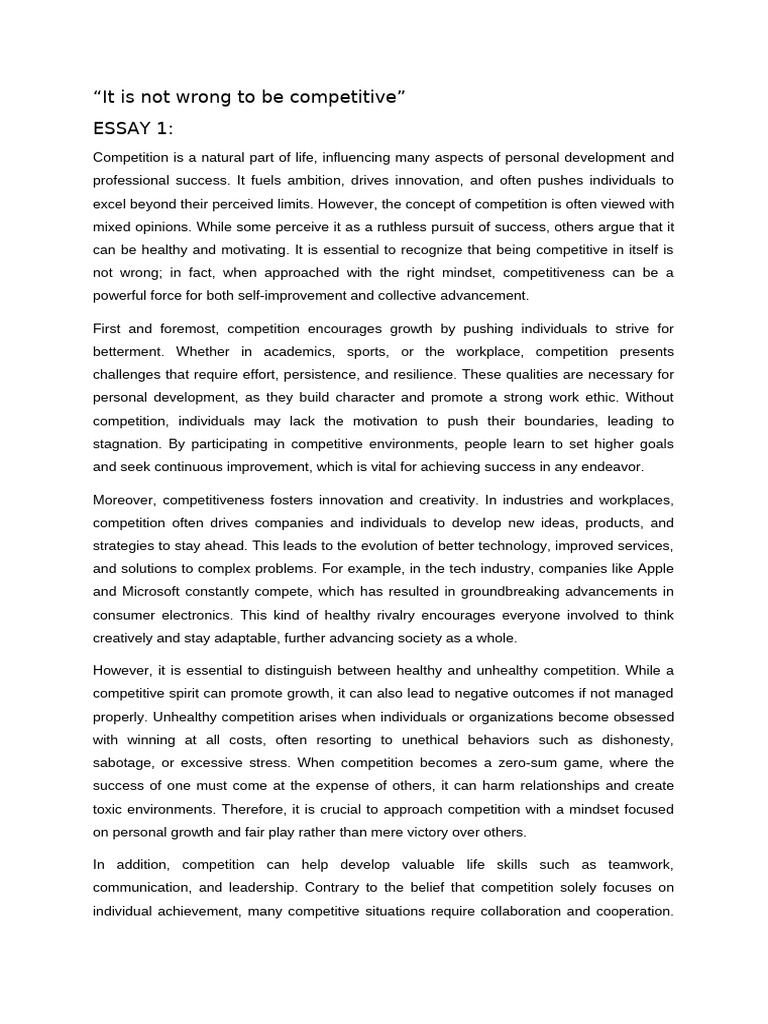 It Is Not Wrong To Be Competitive | PDF