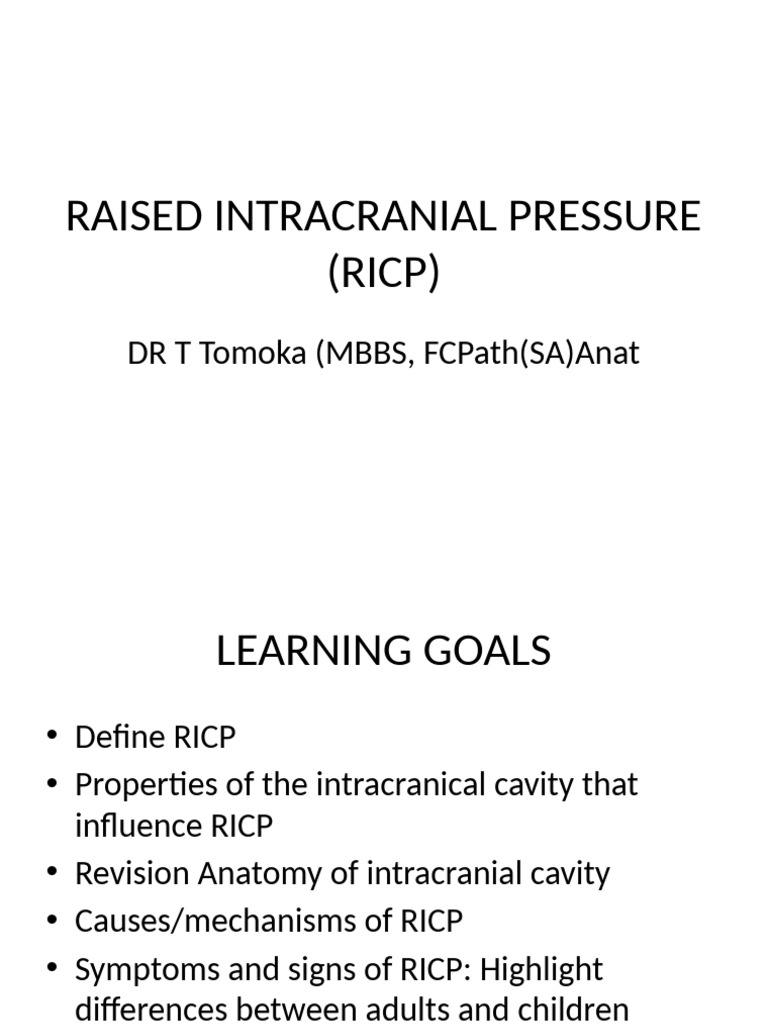 Raised Intracranial Pressure (Ricp) | PDF