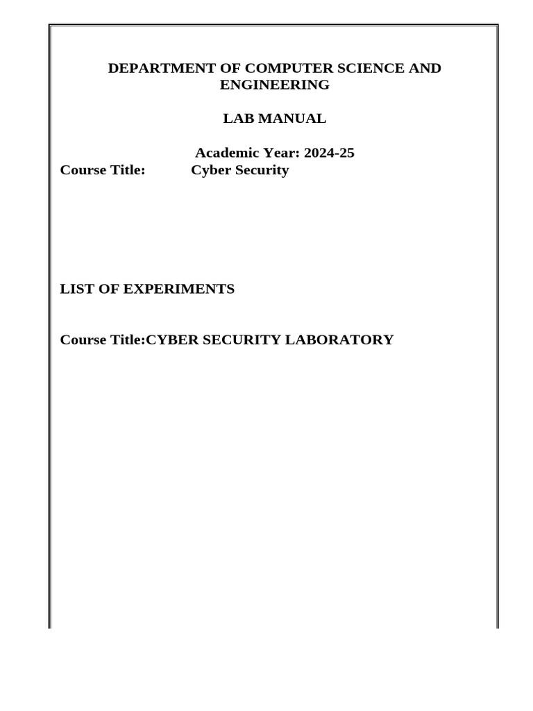 cyber security lab manual(2024-25) | PDF cyber security lab manual(2024-25) | PDF