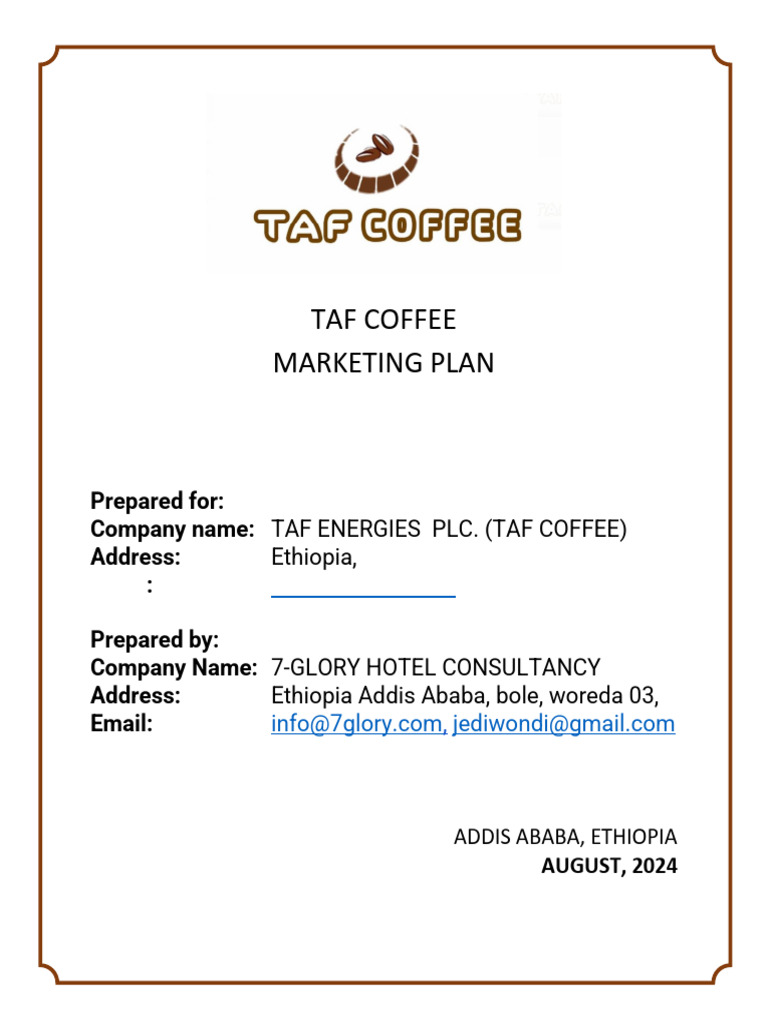 Taf COFFEE Marketing Plan Cover | PDF