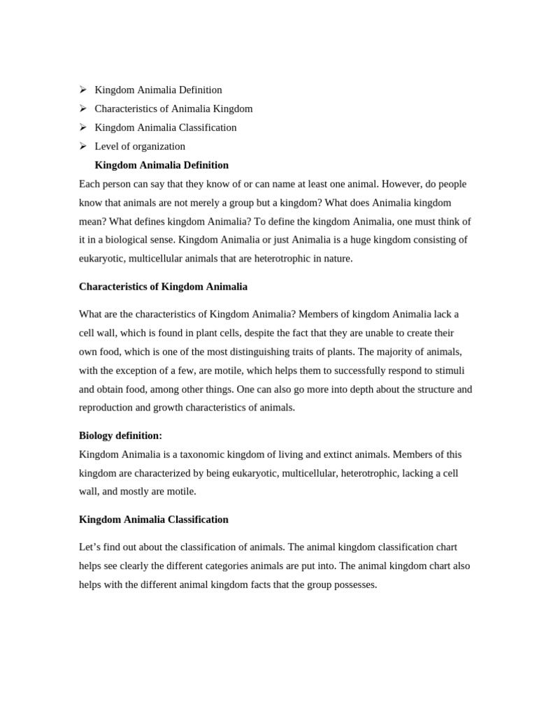 Kingdom Animalia C | PDF