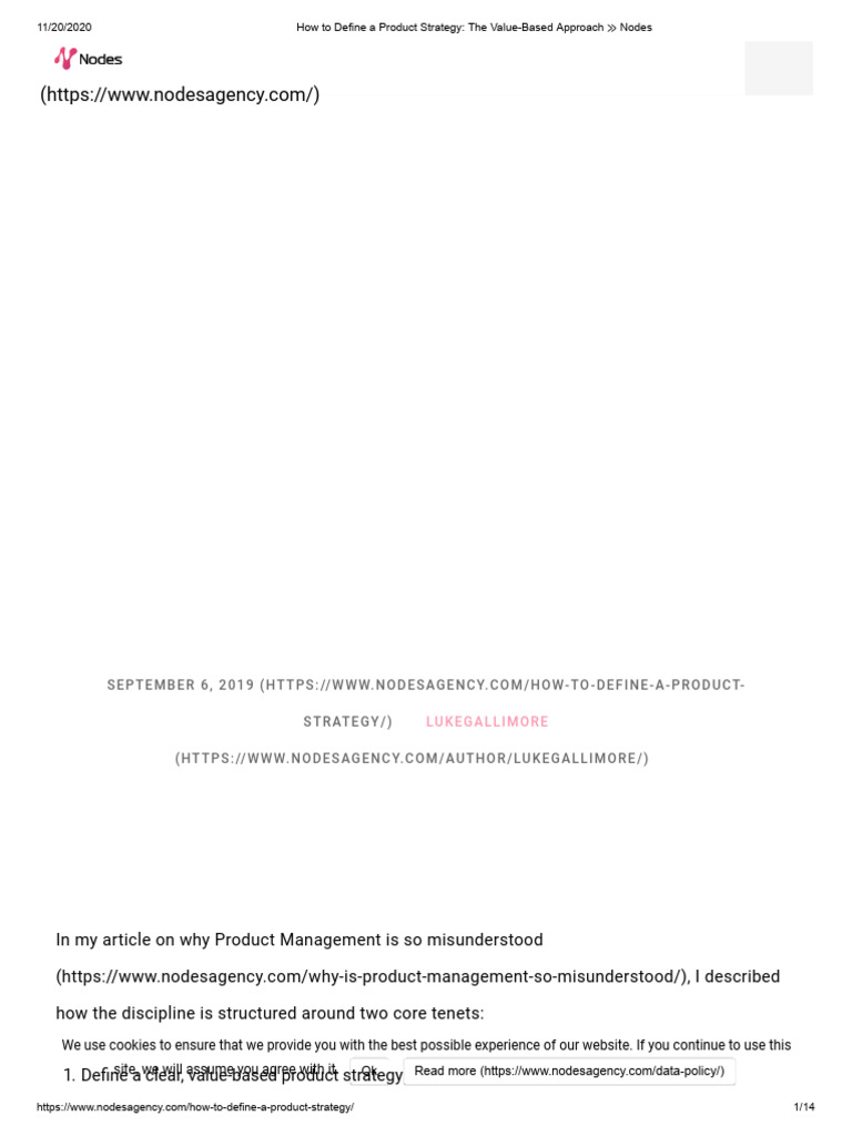 How To Define A Product Strategy - The Value-Based Approach Nodes | PDF
