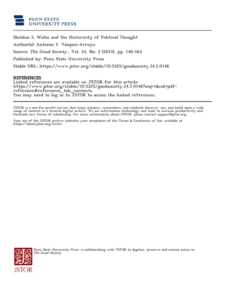Sheldon S. Wolin and The Historicity of Political Thought | PDF ...