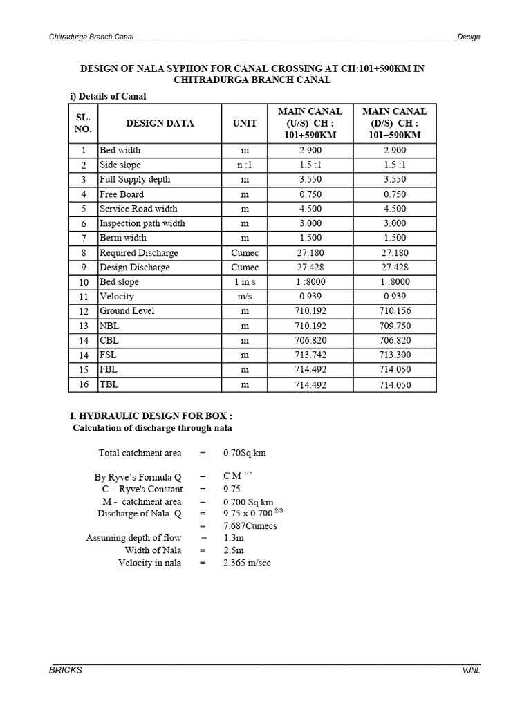 Chitradurga Branch Canal Design: Bricks | PDF