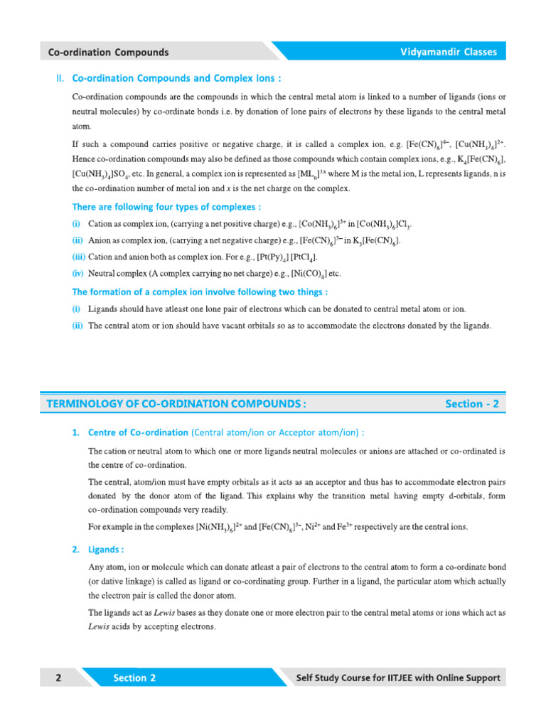 Coordination Compounds Section 2.PDF | PDF