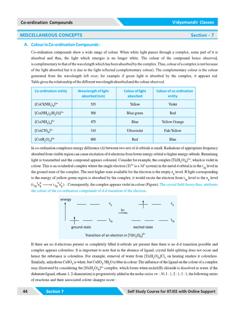Coordination Compounds Section 7 PDF | PDF