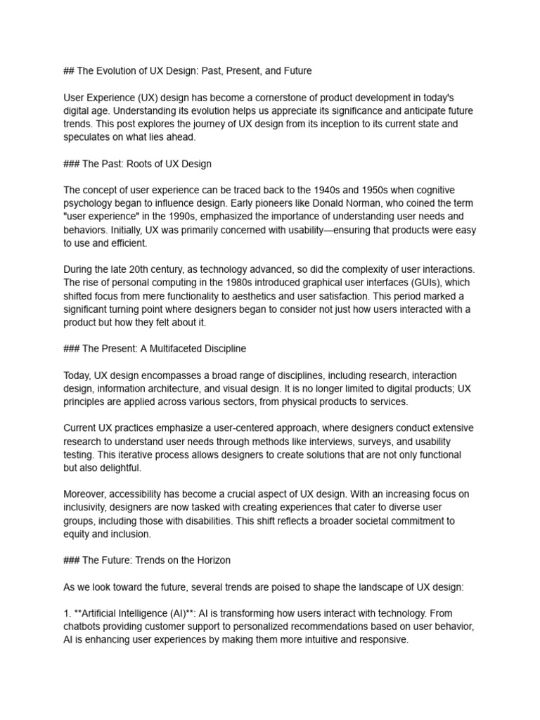 The Evolution of UX Design - Past, Present, and Future | PDF