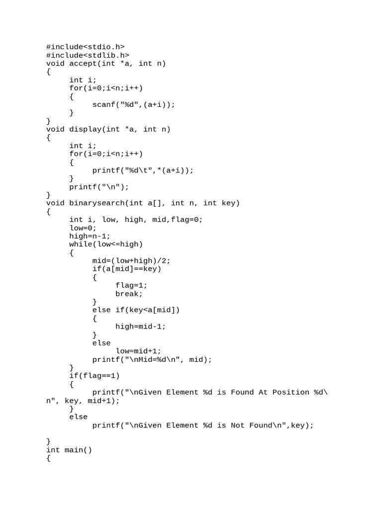 Binary Search Using C Pdf 