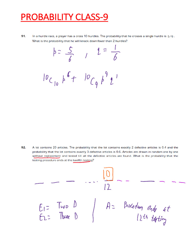 Probability Class-9 | PDF