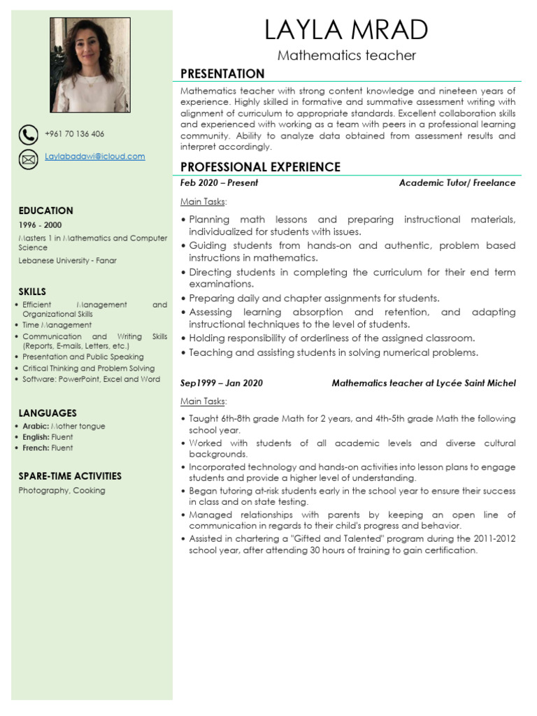 Layla Mrad Resume | PDF