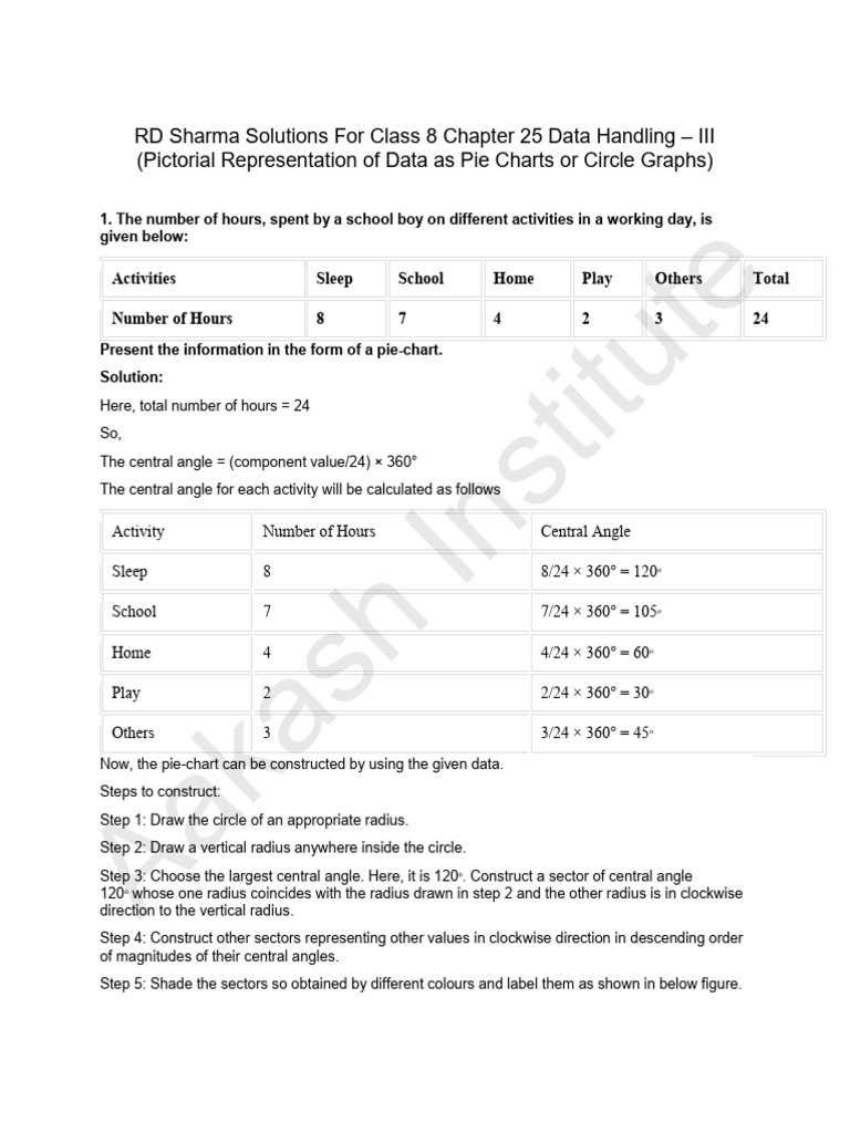 RD Sharma Solutions For Class 8 Chapter 25 Data Handling | PDF
